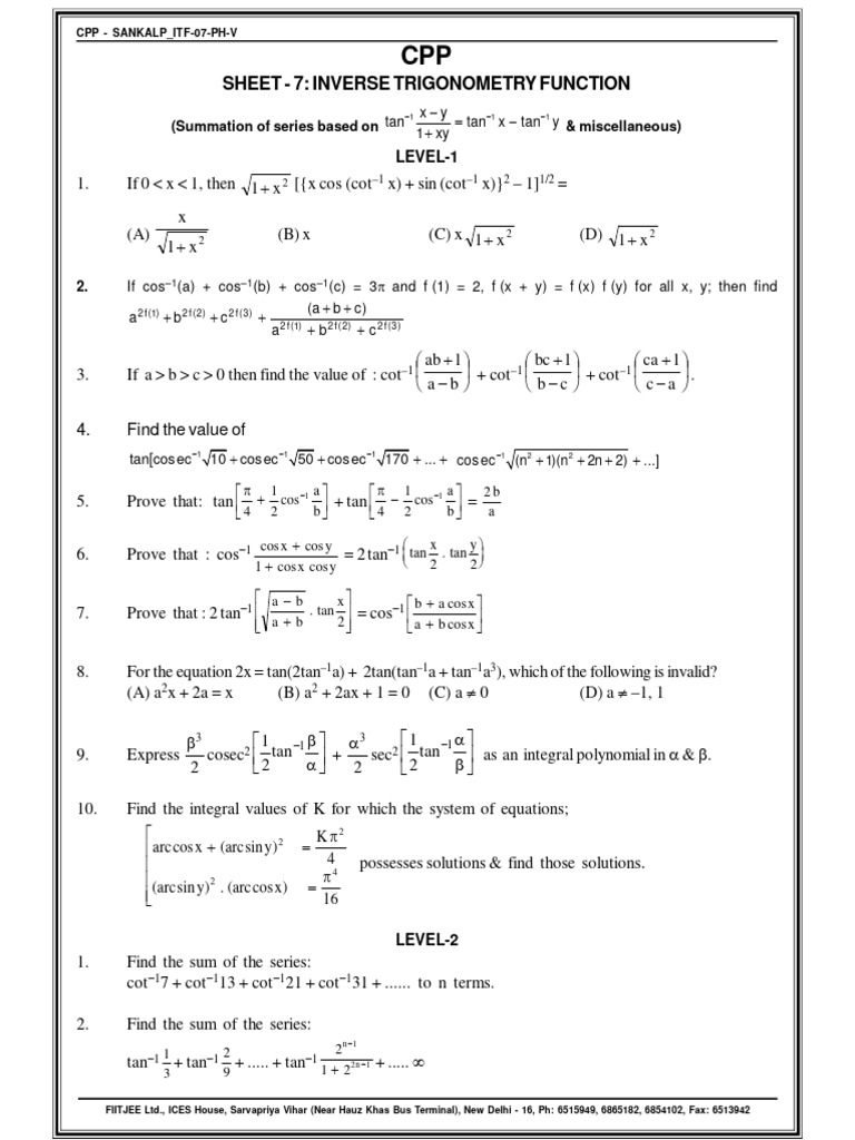 Itf 7 | PDF | Trigonometric Functions | Elementary Mathematics