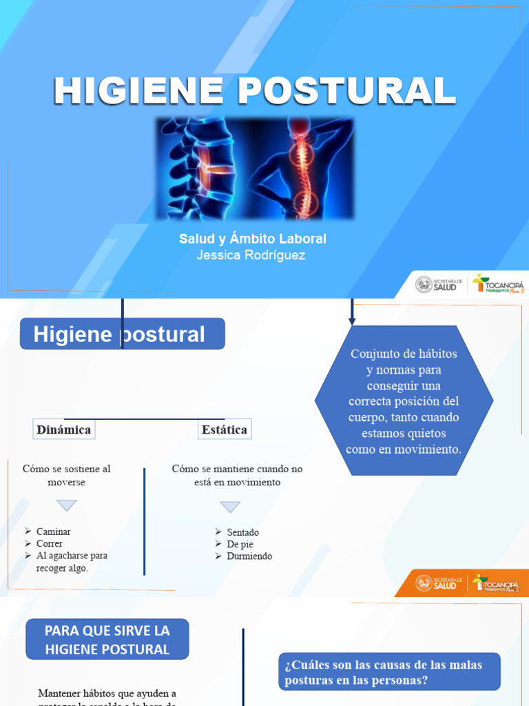 Presentación Higiene Postural | PDF | Dolor lumbar | Enfermedades y ...