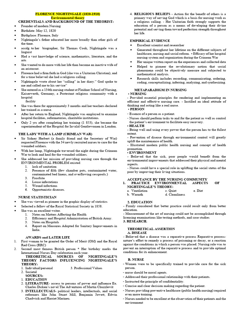 TFN Reviewer | PDF | Nursing | Florence Nightingale