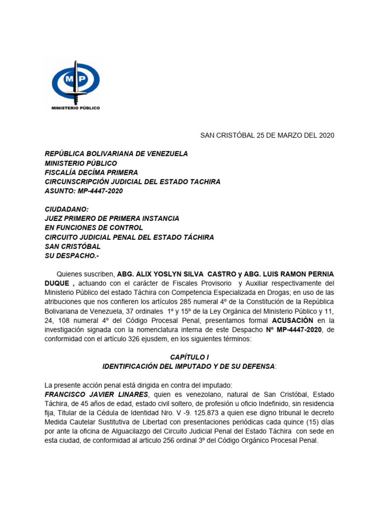 acusacion penal | PDF | Venezuela | Fiscal