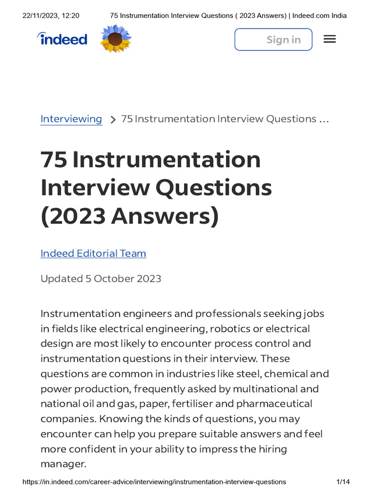 75 Instrumentation Interview Questions (2023 Answers) - Indeed - Com ... 75 Instrumentation Interview Questions (2023 Answers) - Indeed - Com ...