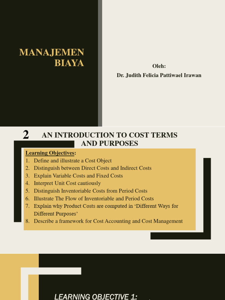 Untuk Mahasiswa, Pertemuan Ke 2, An Introduction To Cost Terms and Purposes | PDF | Cost | Inventory