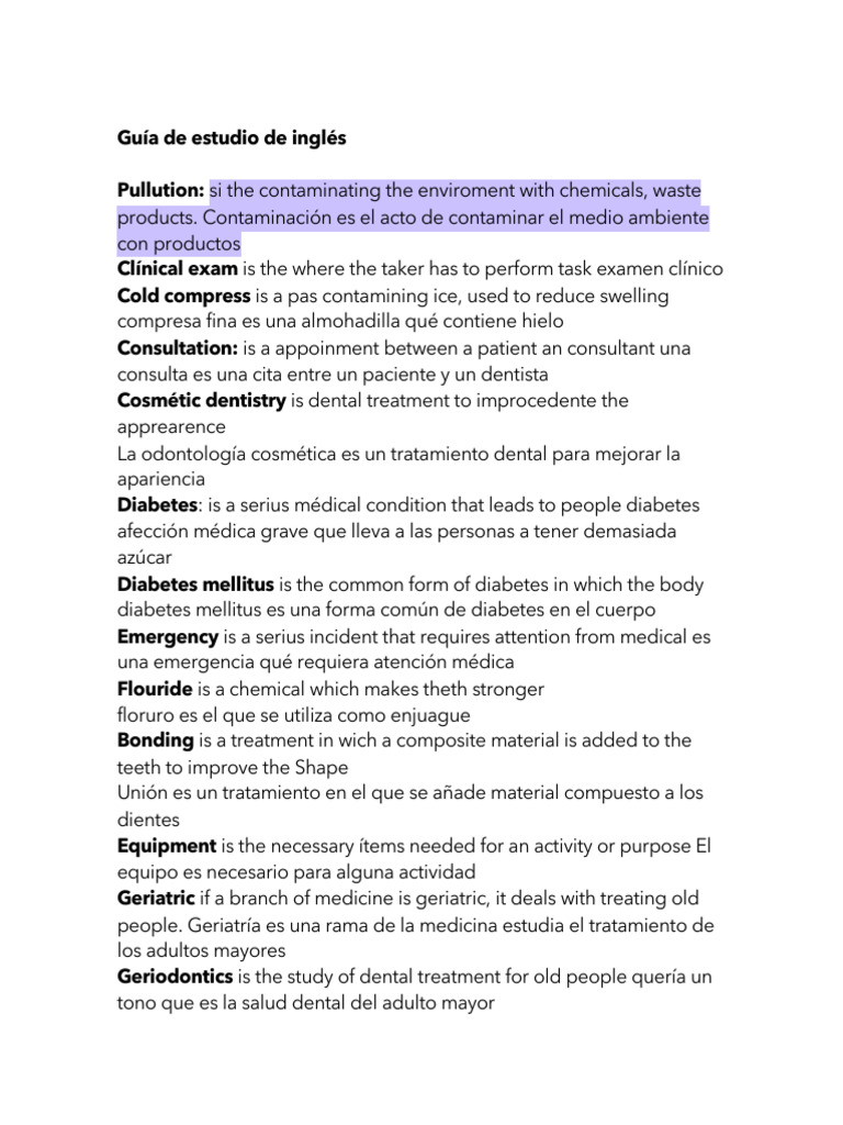 Guía de Estudio de Ingles | PDF