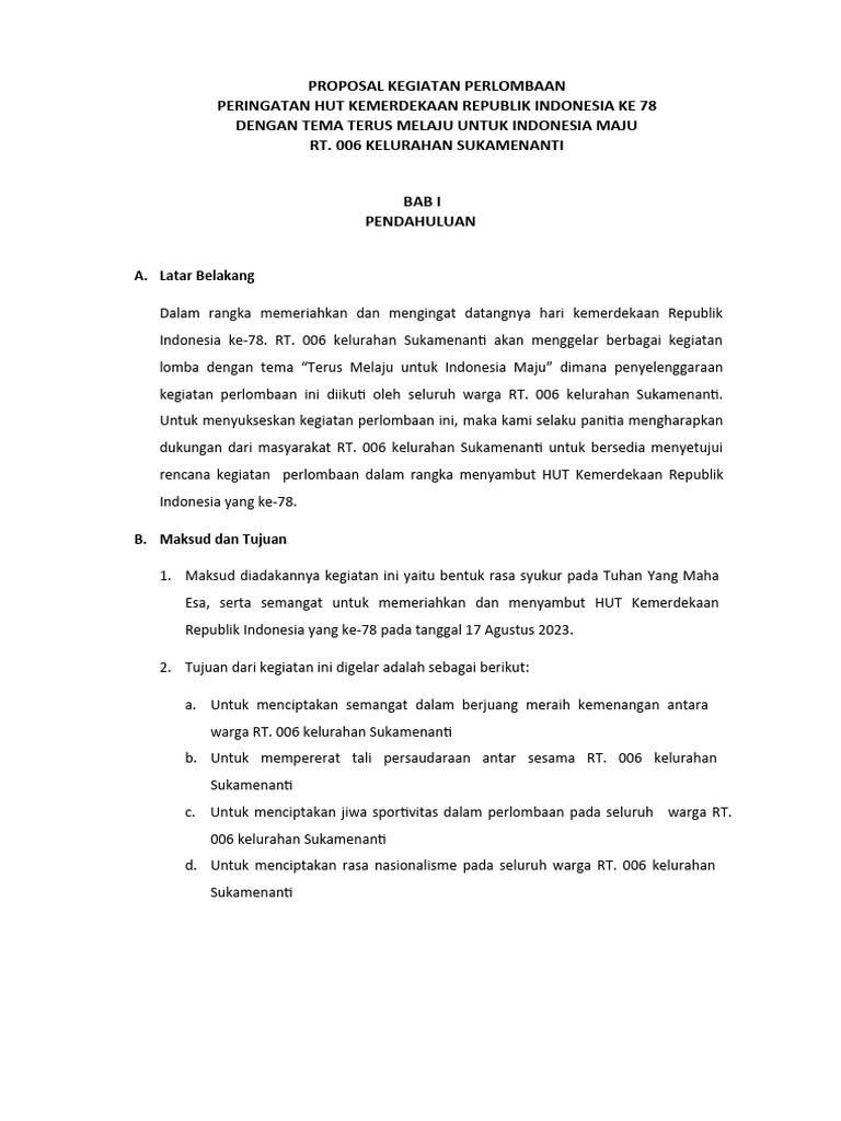 Proposal Kegiatan !7an 2023 | PDF | Perjalanan