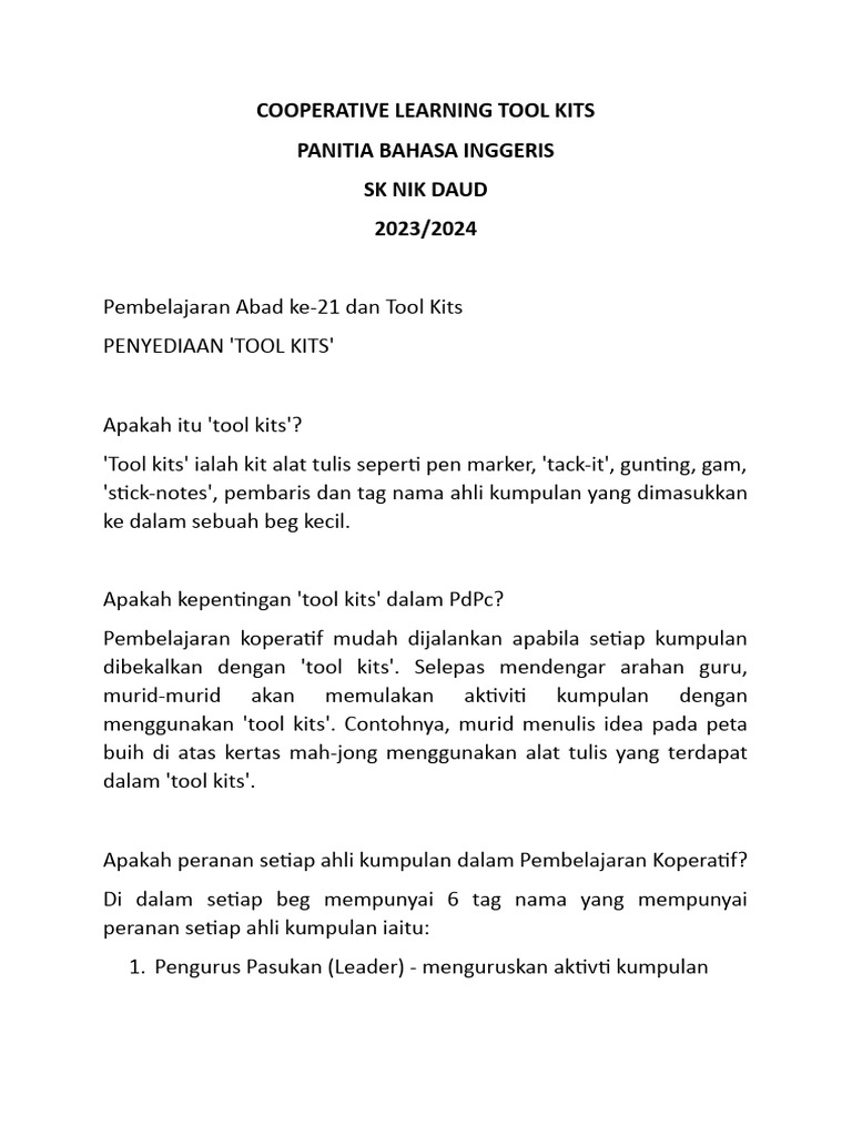 Cooperative Learning Tool Kits | PDF