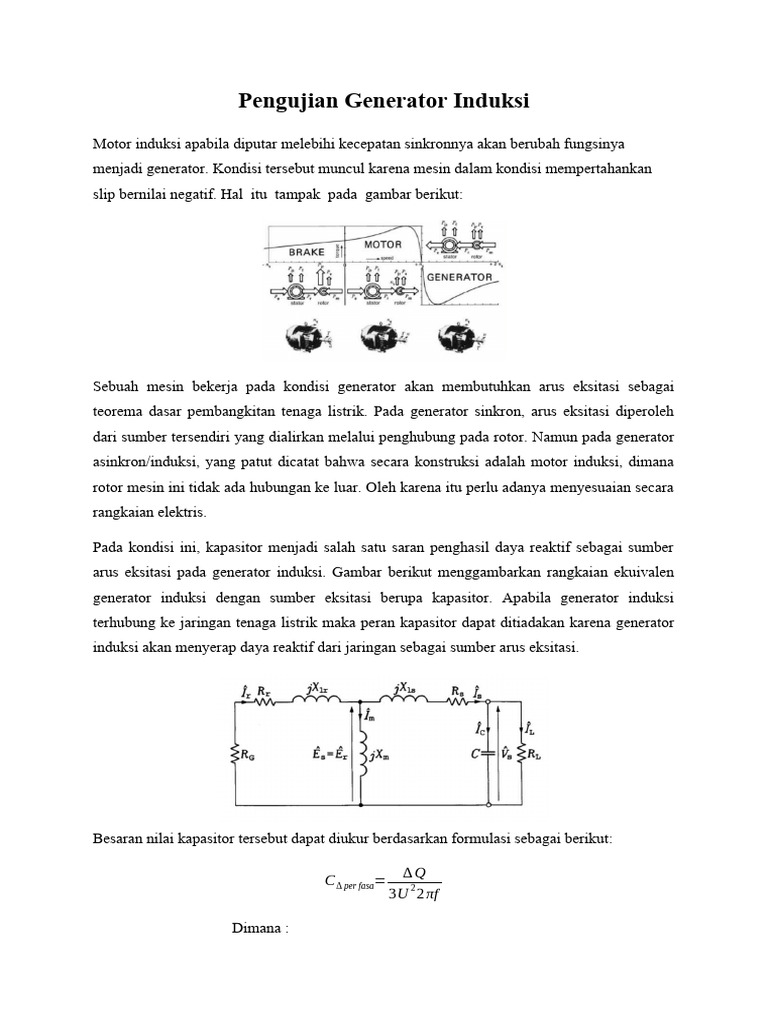 Pengujian Generator Induksi dan Kapasitor | PDF | Metode & Bahan Ajar ...