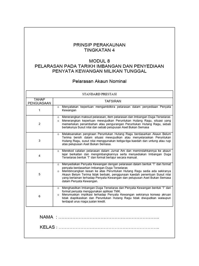 Modul 8.2 Pelarasan Akaun Nominal | PDF