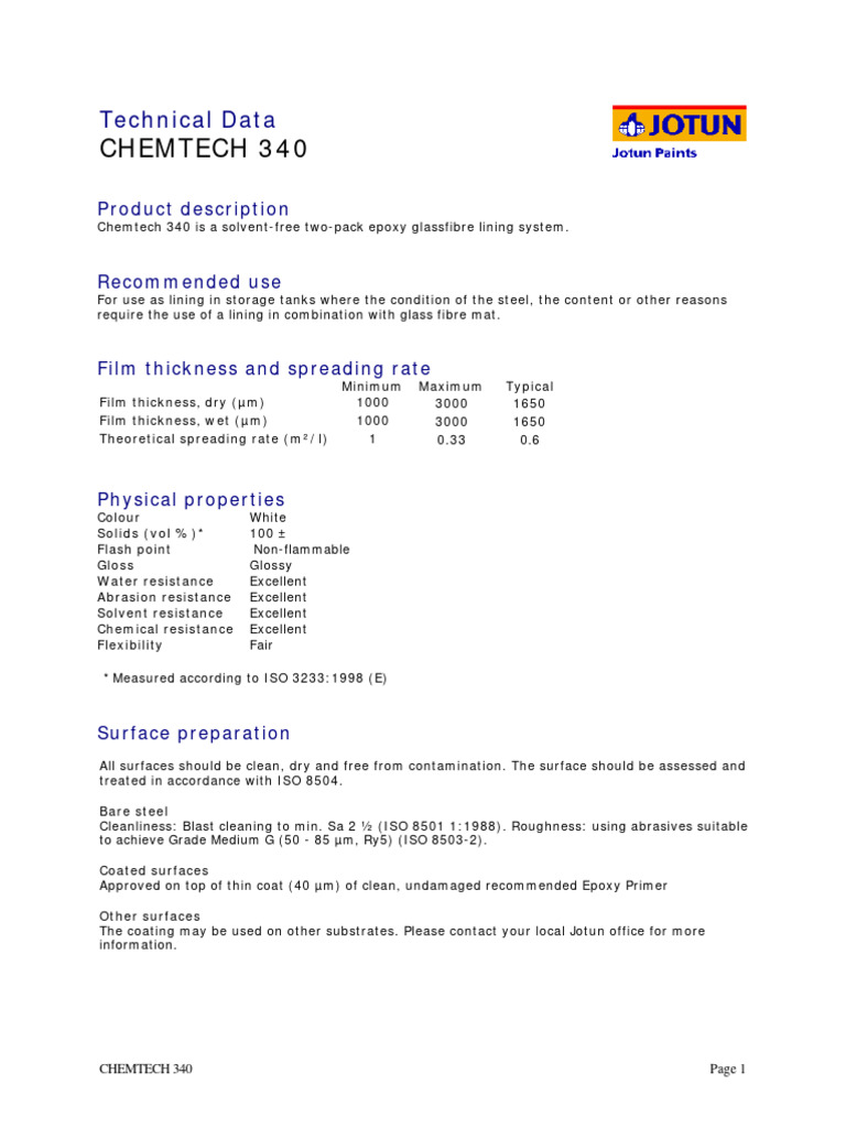 Chemtech 340 | PDF | Paint | Fiberglass