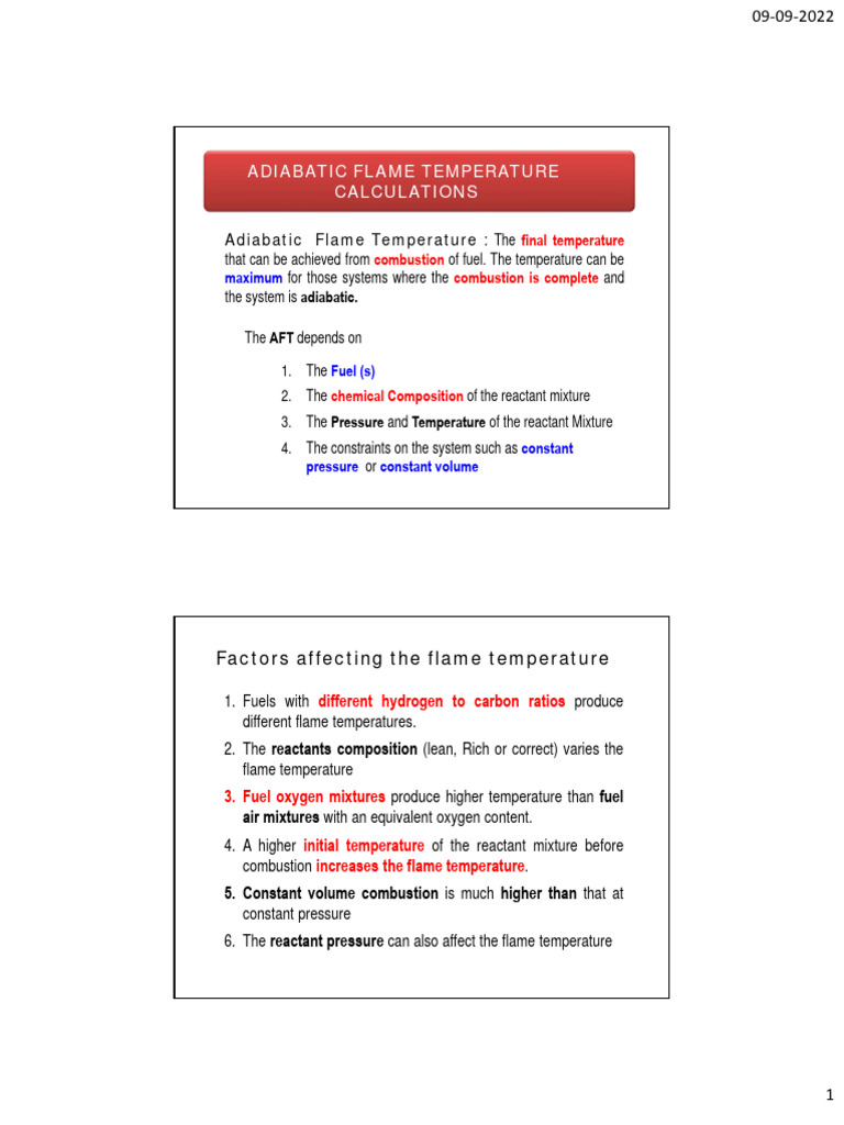 Adiabatic Flame Temp Guide | PDF | Combustion | Chemistry