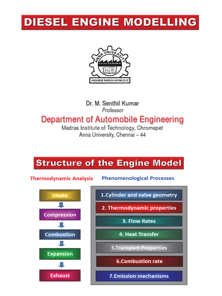DIESEL ENGINE SIMULATION Handouts | PDF | Combustion | Engines