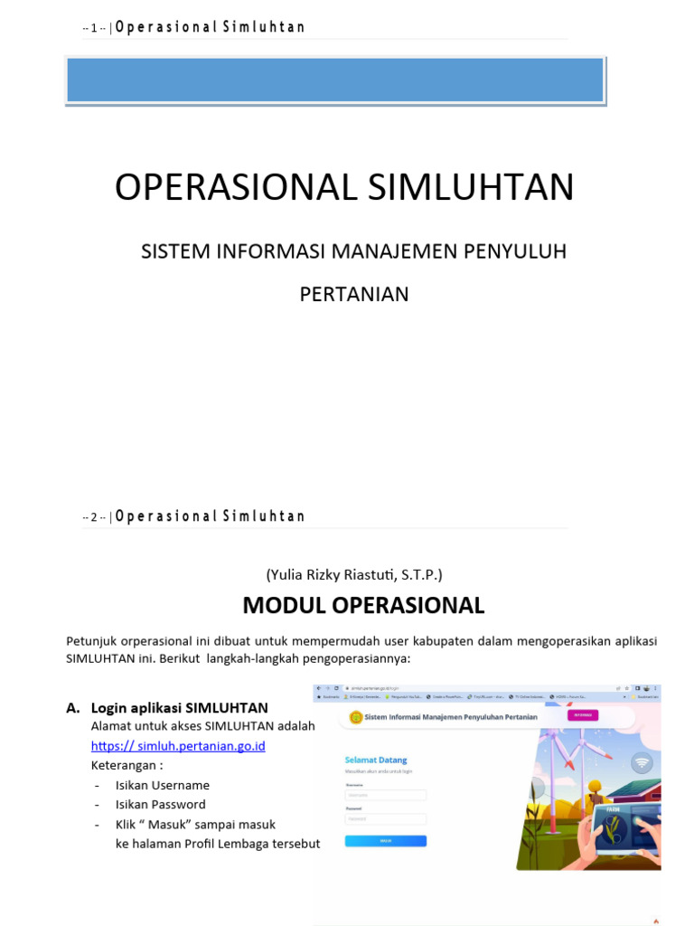 Panduan Operasional Aplikasi SIMLUHTAN | PDF | Bisnis | Komputer