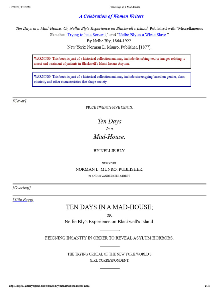 Ten Days in A Mad-House | PDF