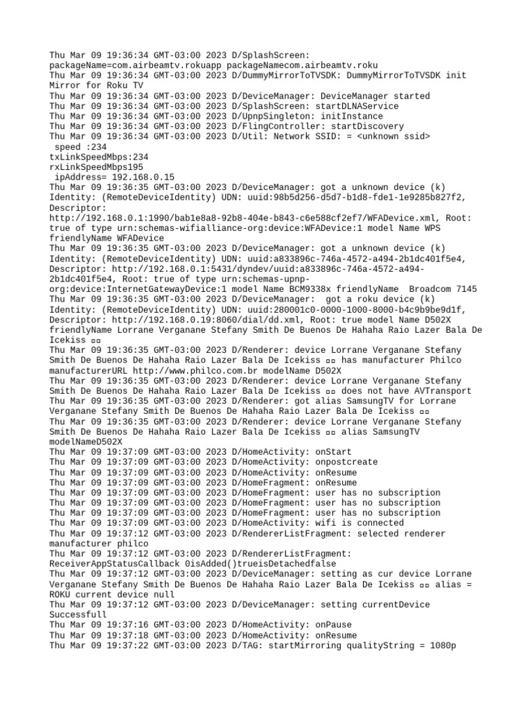 Roku App Debug Log | PDF | Telecommunications | Computer Science