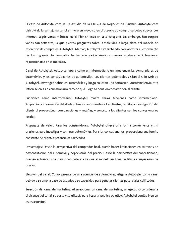 Estrategias de Autobytel en el Mercado Automotriz | PDF | Marketing ...