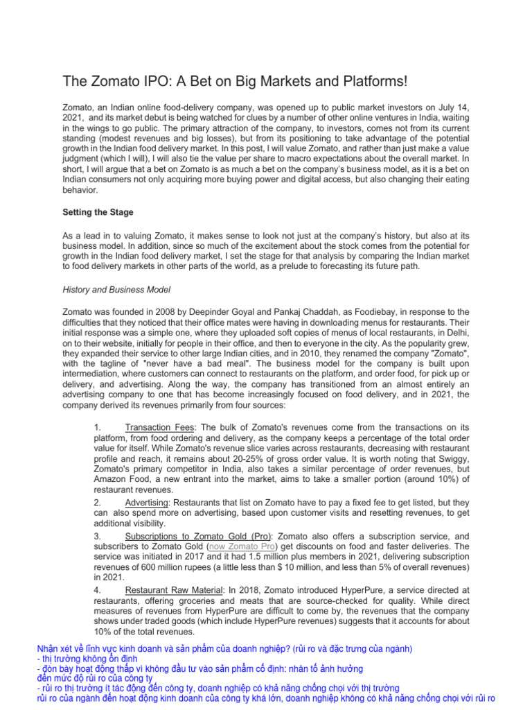 The Zomato IPO - English | PDF | Valuation (Finance) | Subscription ...