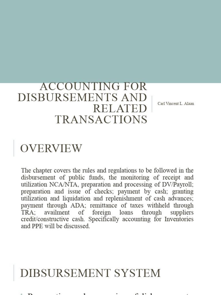 Accounting For Disbursements and Related Transactions | PDF | Cost ...