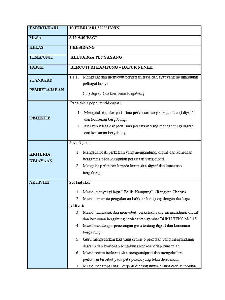 Contoh RPH ts25 Bahasa Melayu | PDF