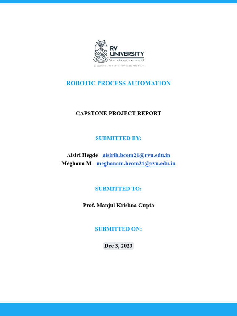 RPA Capstone Report Sketching | PDF | Automation | Rgb Color Model