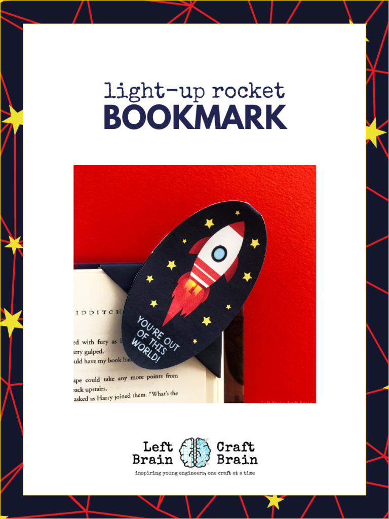 Light Up Rocket Corner Bookmark Template | PDF