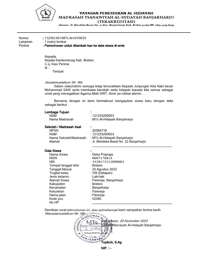 Permohonan Tambah Data Emis | PDF