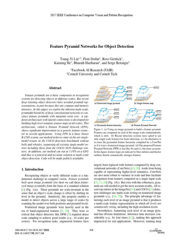 Feature Pyramid Networks For Object Detection Pdf Image Segmentation Top Down And Bottom