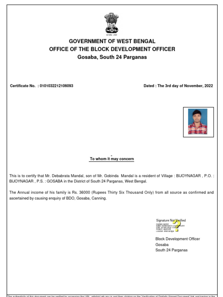 Government of West Bengal Office of The Block Development Officer ...