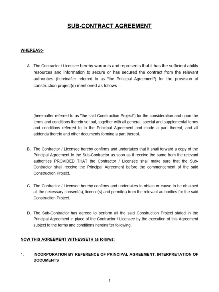 Subcontract 3rd Version | PDF | Indemnity | Private Law
