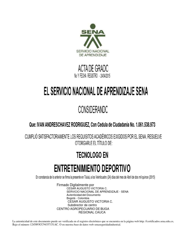 Acta de Grado Sena - 231210 - 224442 | PDF