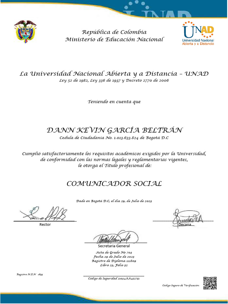 Título Profesional en Comunicador Social UNAD | PDF