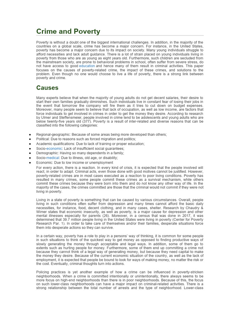 Crime and Poverty | PDF | Poverty | Poverty & Homelessness