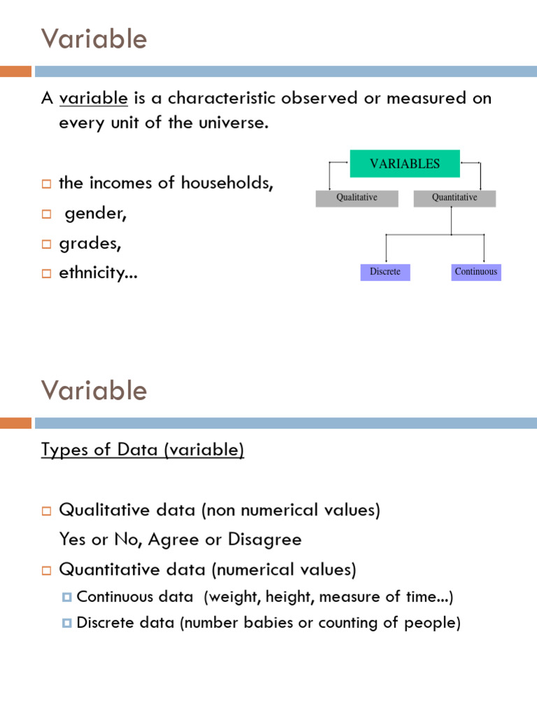 Classifications of Varibles | PDF