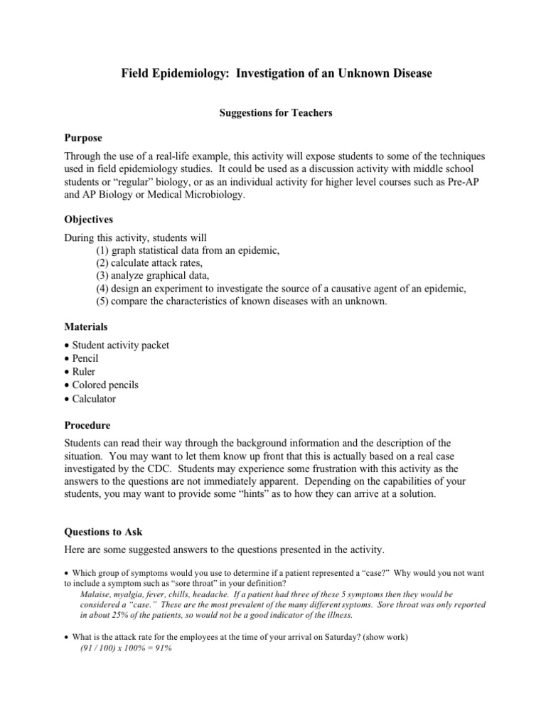 Field Epidemiology Activity - UT Southwestern | PDF | Epidemiology ...