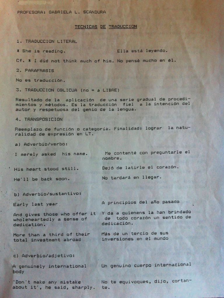 Procedimientos de Traducción | PDF