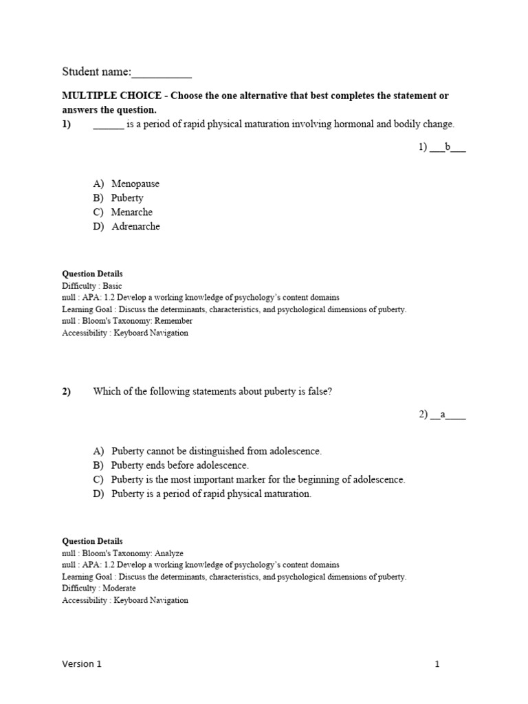 Understanding Puberty: Key Concepts | PDF | Puberty | Adolescence