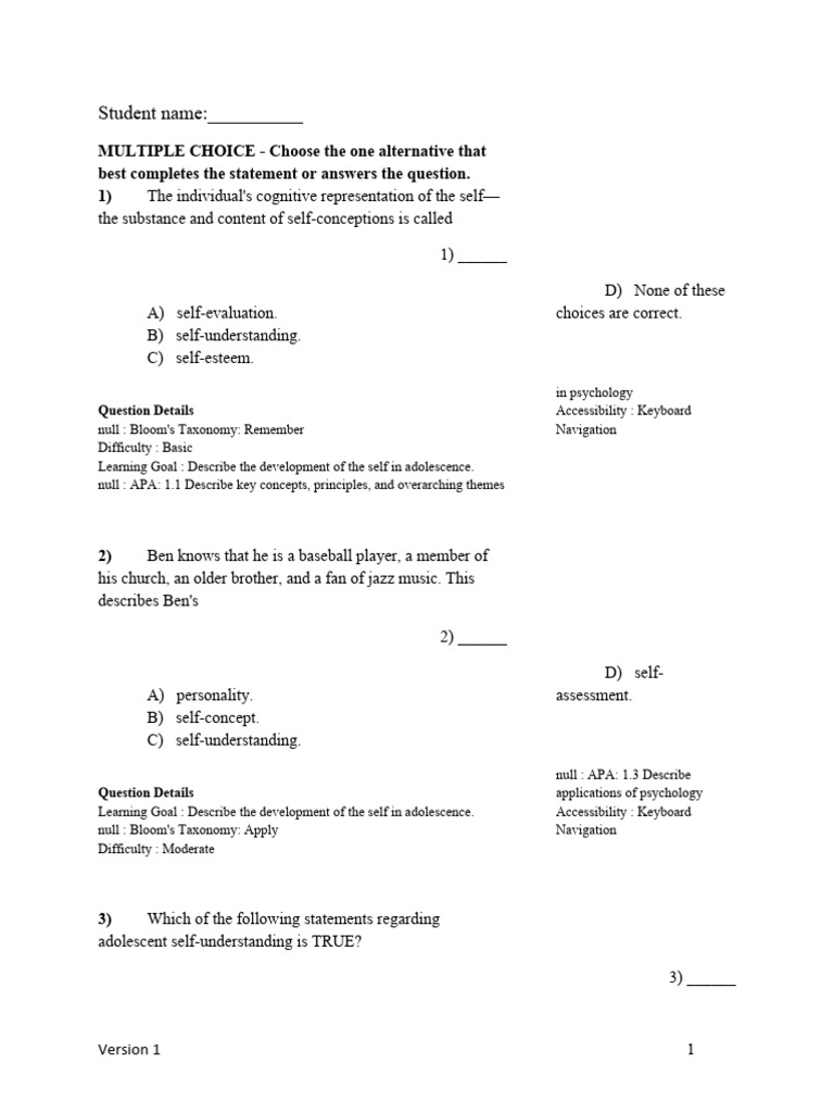 Chapter 04 The Self, Identity, Emotion, and Personality - Version1 ...
