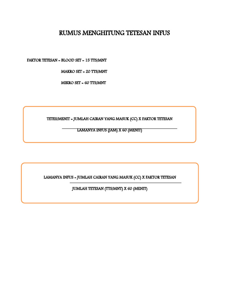 Rumus Menghitung Tetesan Infus | PDF