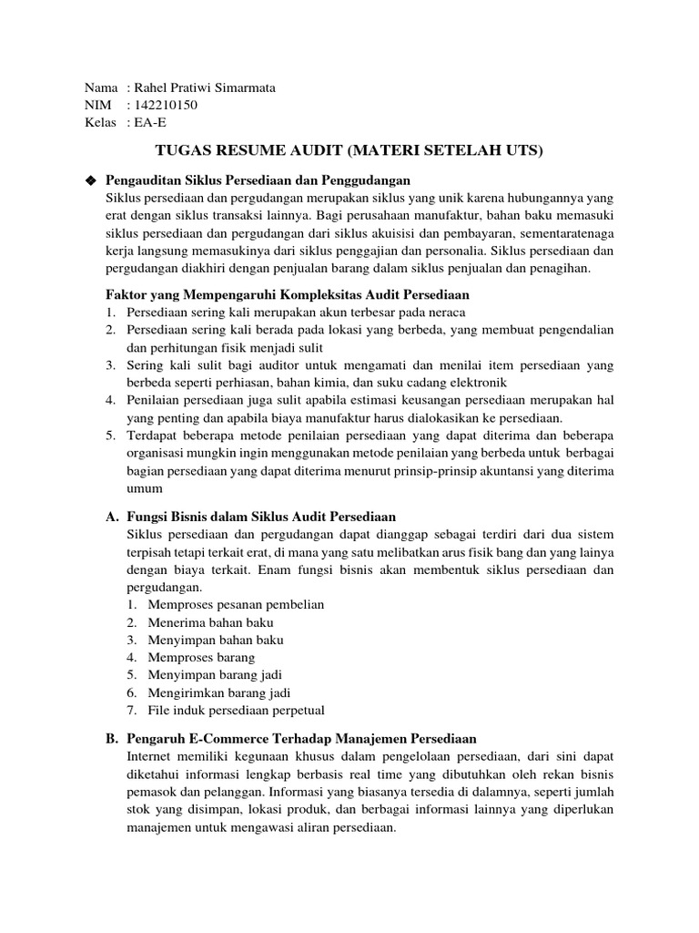 Tugas Resume Audit Materi Setelah UTS | PDF