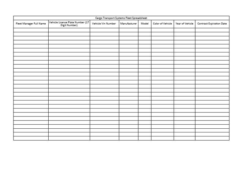 Vehicle Spread Sheet Model | PDF