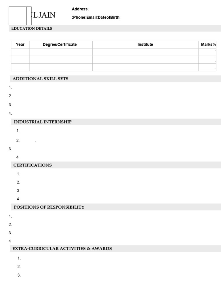 Resume of Mitul Jain: Education & Skills | PDF