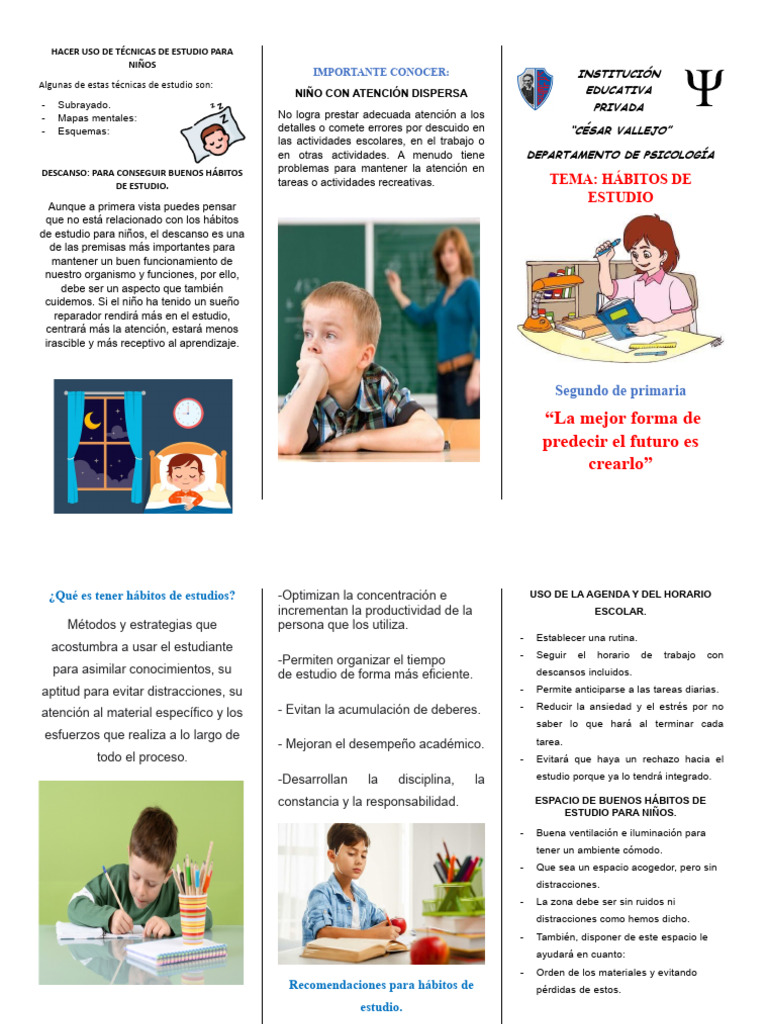 Técnicas y Hábitos de Estudio para Niños | PDF | Atención | Habilidades ...