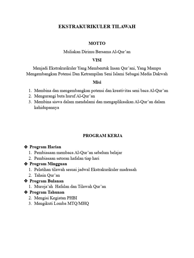 Ekstrakurikuler Tilawah | PDF