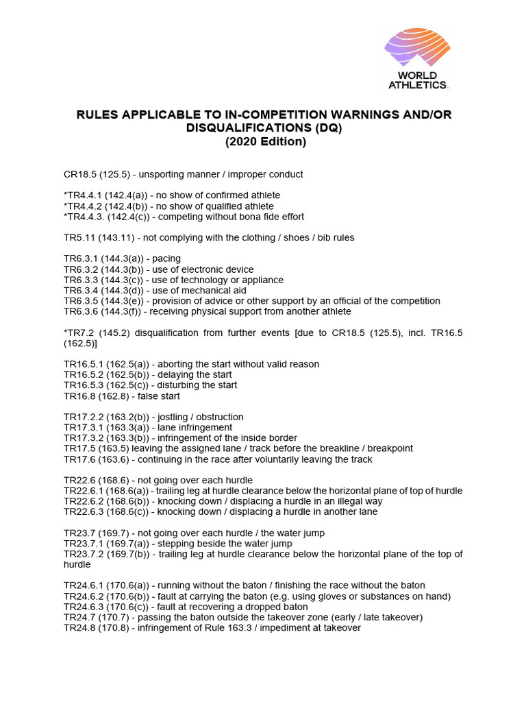 Rules Applicable To Disqualifications | PDF | Sports