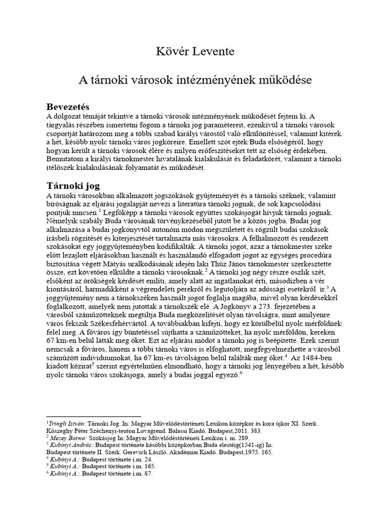 Kövér Levente. Szemináriumi Dolgozat | PDF