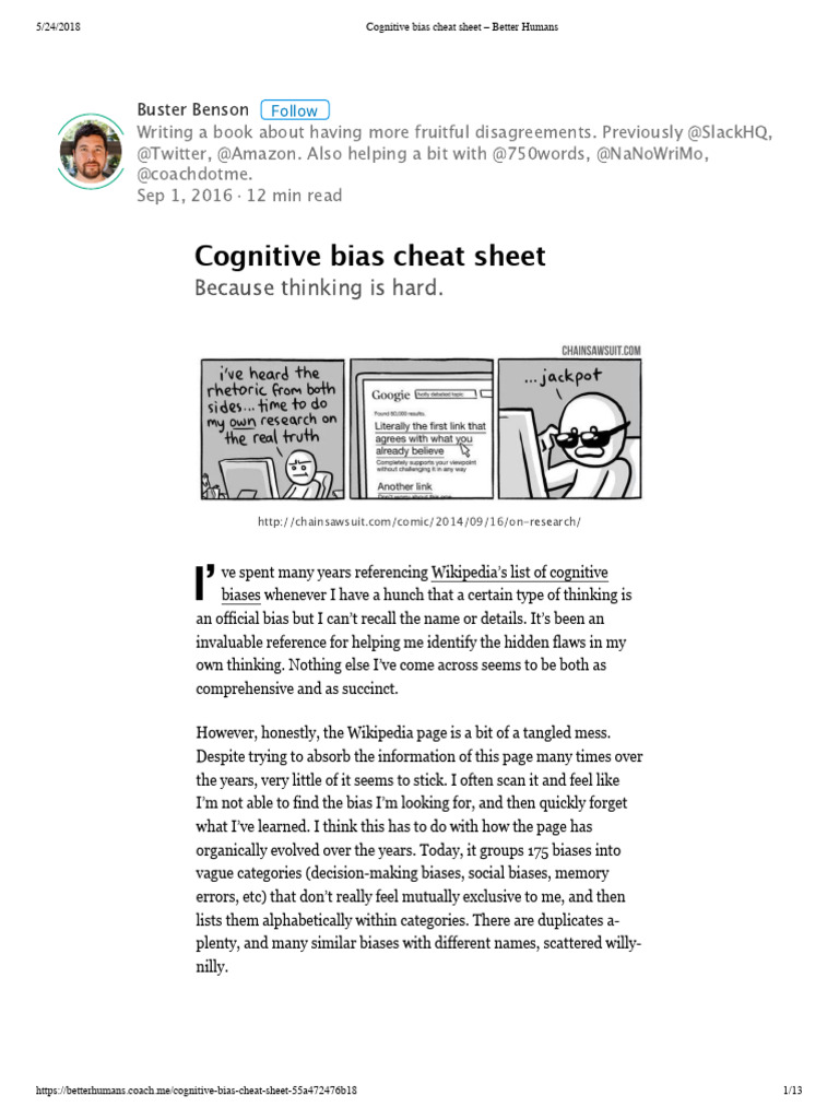 Cognitive Bias Cheat Sheet | PDF | Memory | Psychological Concepts