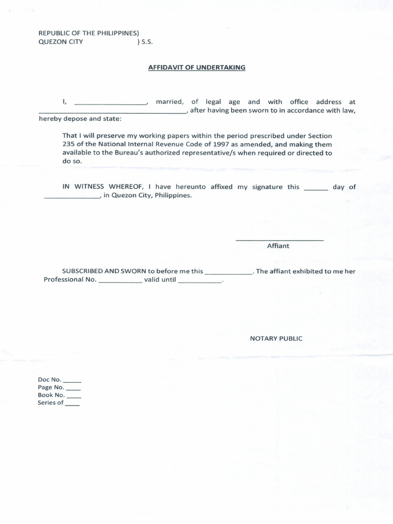 Tax Practitioner Undertaking To Preserve Working Papers | PDF