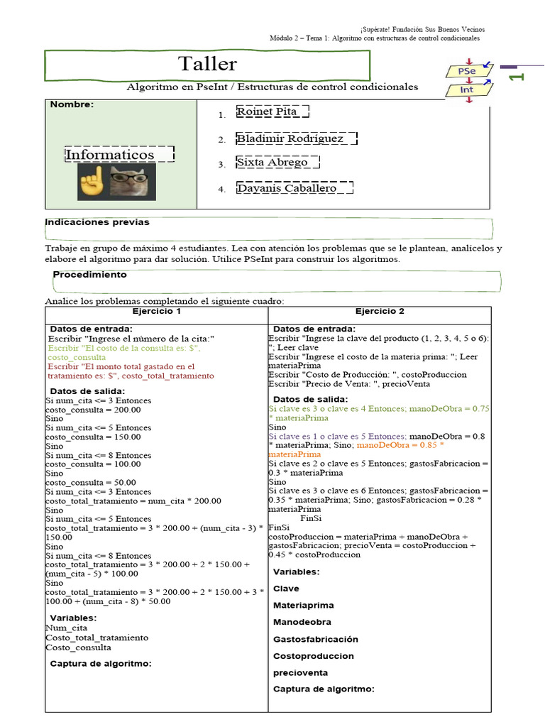Taller - Programacion 1 | PDF | Informática | Programación de computadoras