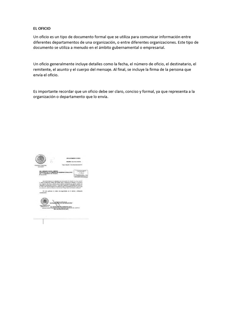 Trabajo El Oficio PDF | PDF | Memorándum | Información