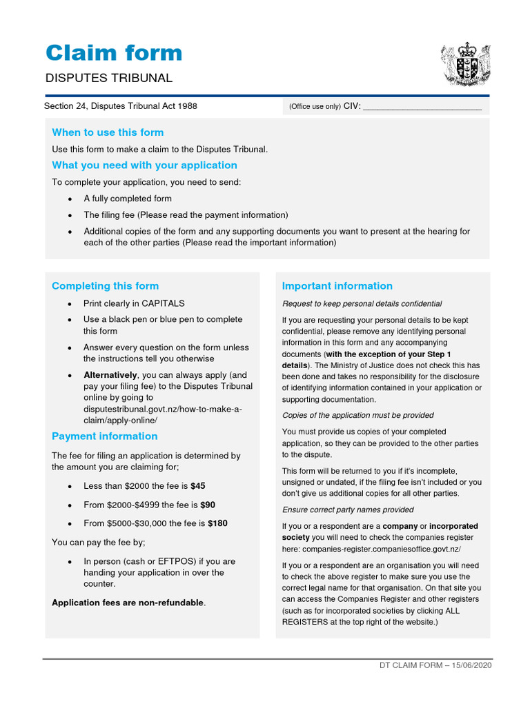 DT Claim Form2 | PDF