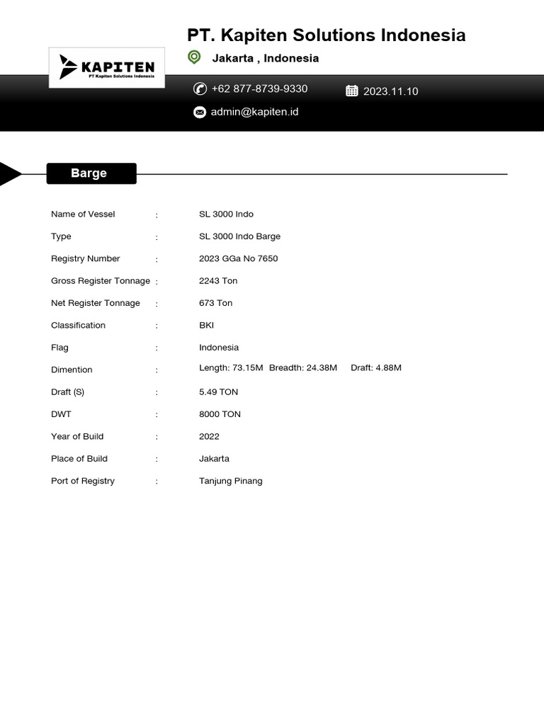 Ship Particular Example | PDF