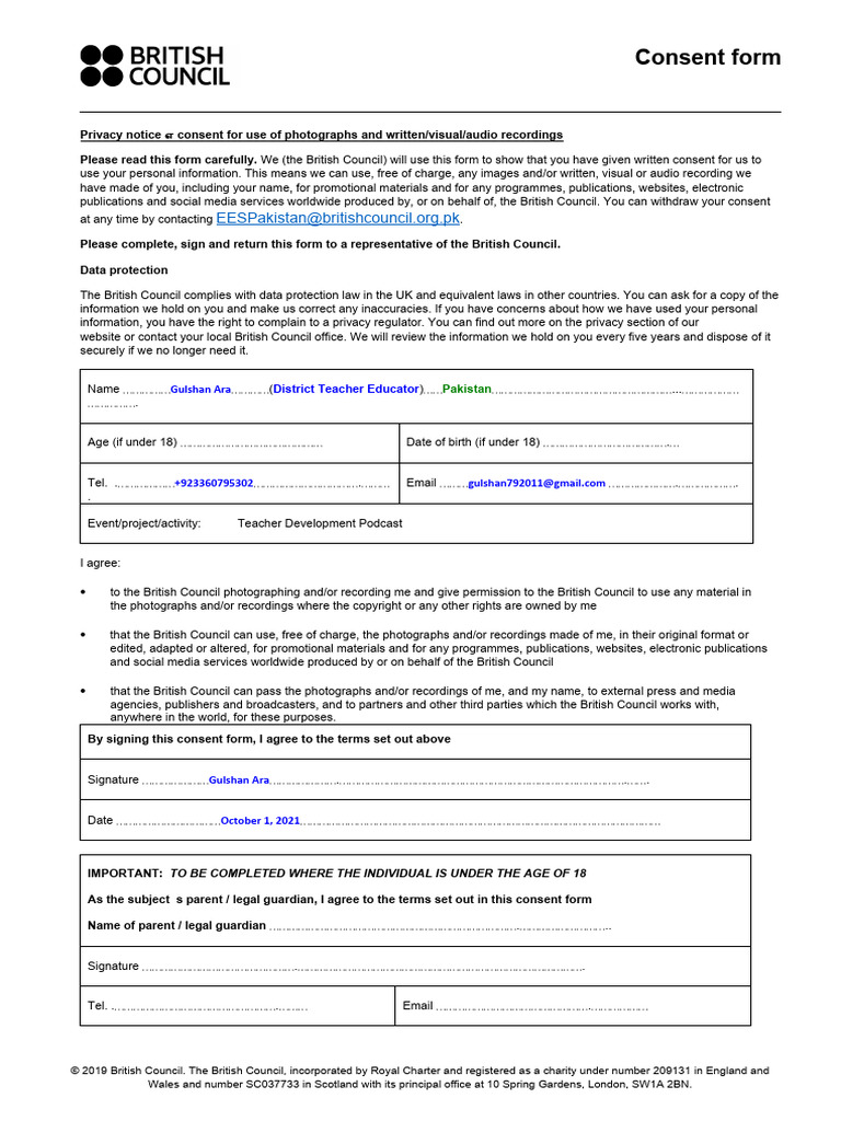 Consent form photo audio visual | PDF | Privacy | Consent